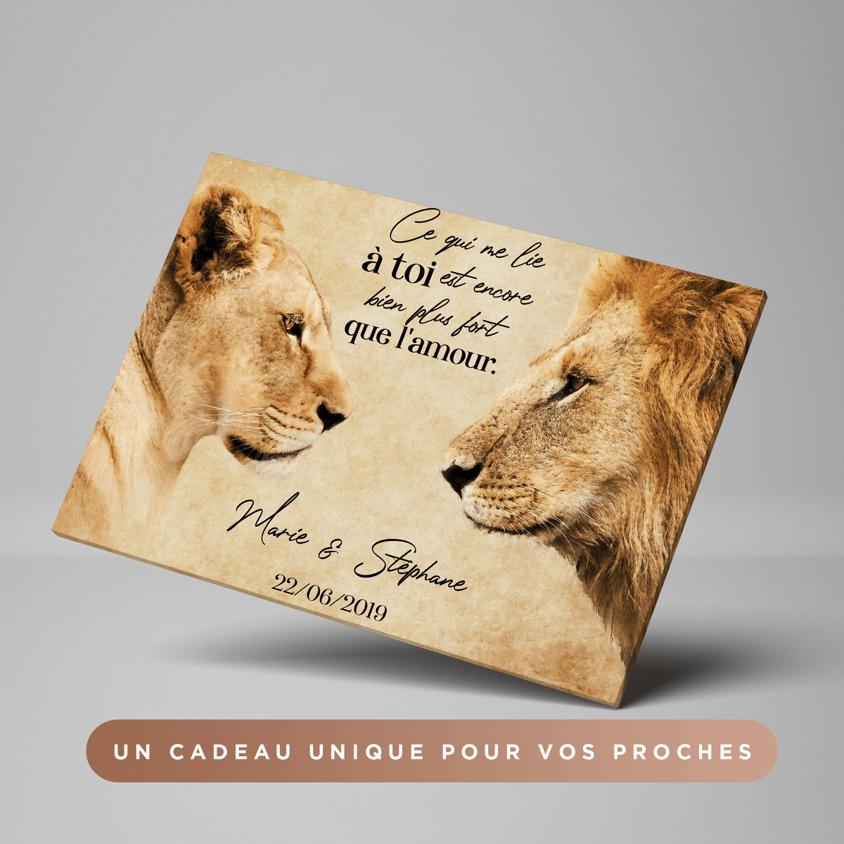 Unik® | Tableau Couple Personnalisable "Lion & Lionne" – Unik Galerie