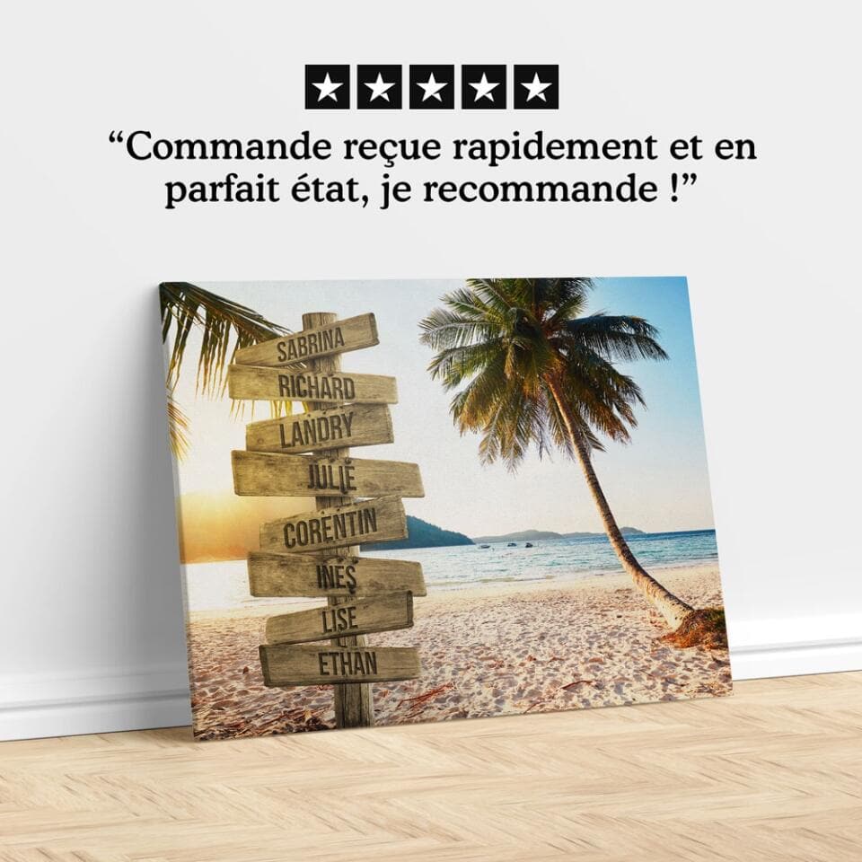 Unik® | Tableau Prénoms Personnalisable "Plage Paradisiaque" – Unik Galerie
